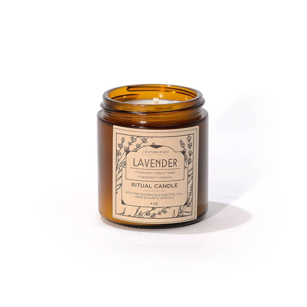 4 oz. Lavender Ritual Candle with crystals and essential oils – Indie South