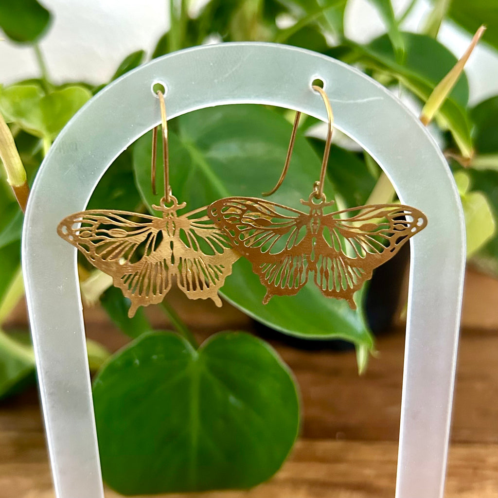 Delicate Brass Butterfly Earrings – Indie South