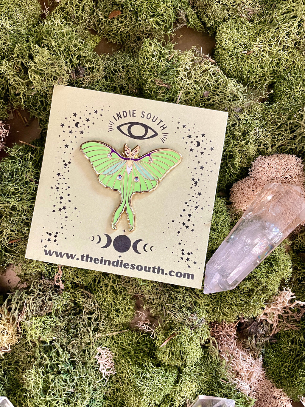 Luna Moth Enamel Pin – Indie South