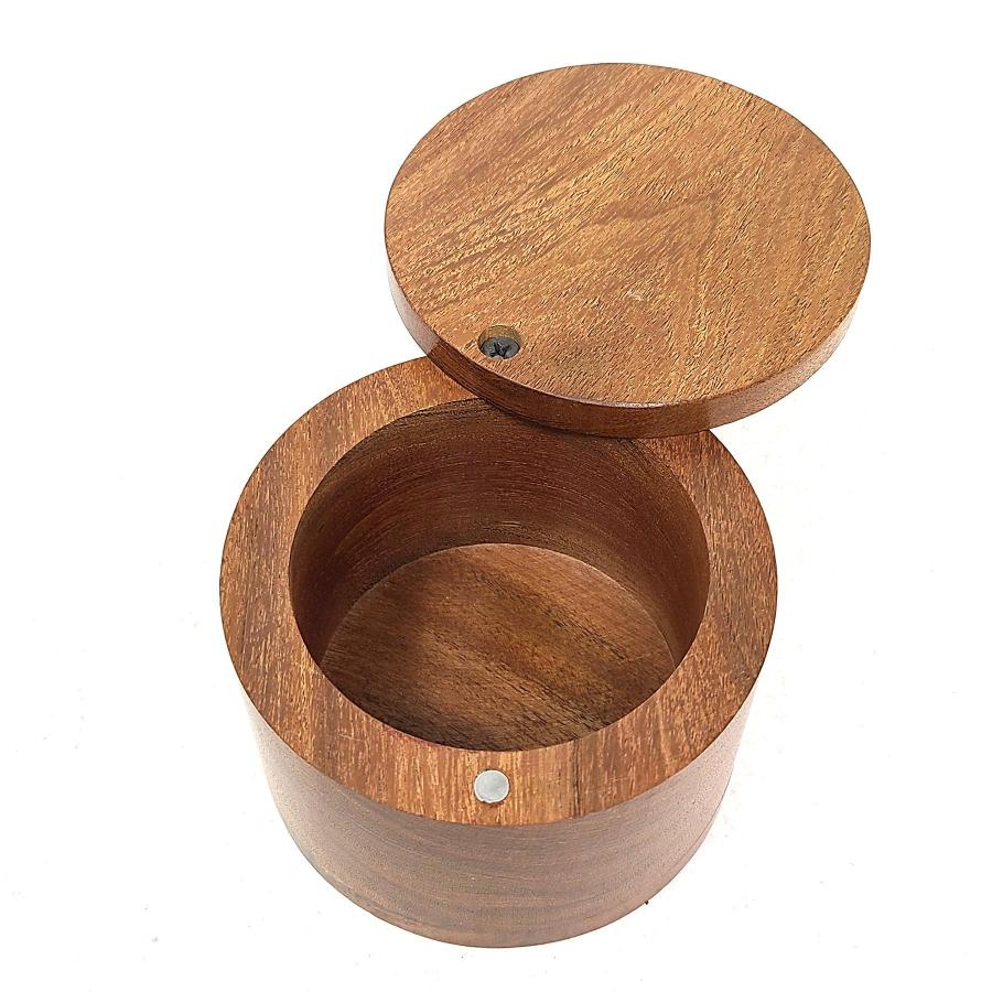 Round Acacia Wood Box with Slide Top – Indie South